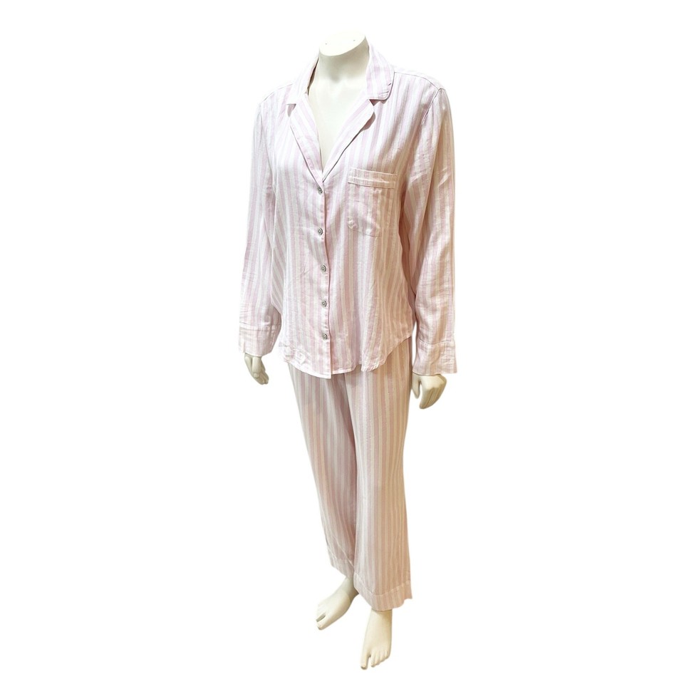 Victoria’s Secret Pink White Metallic Iconic Pajama Set Small | eBay