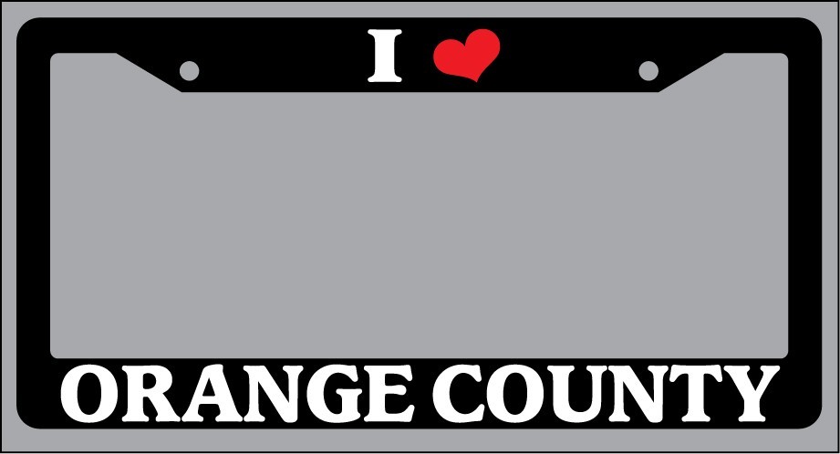 Black License Plate Frame "I Heart Orange County" Auto Accessory ...