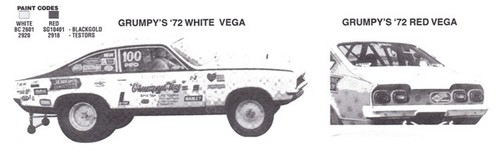 Bill Jenkins Grumpy's Toy VEGA 1/32nd Scale Slot Car Decals | eBay