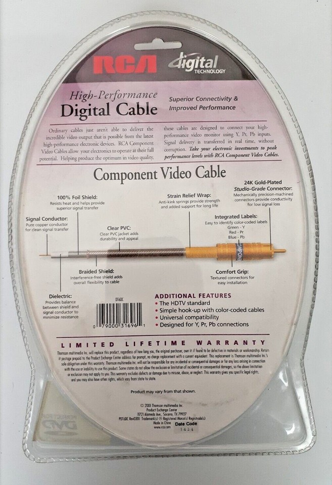 RCA High-Performance Digital Cable 6' Combination Audio/S-VHS Cable ...