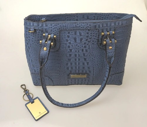 Etienne Aigner Genuine Blue Leather Purse W/ Detachable Keychain Charm ...