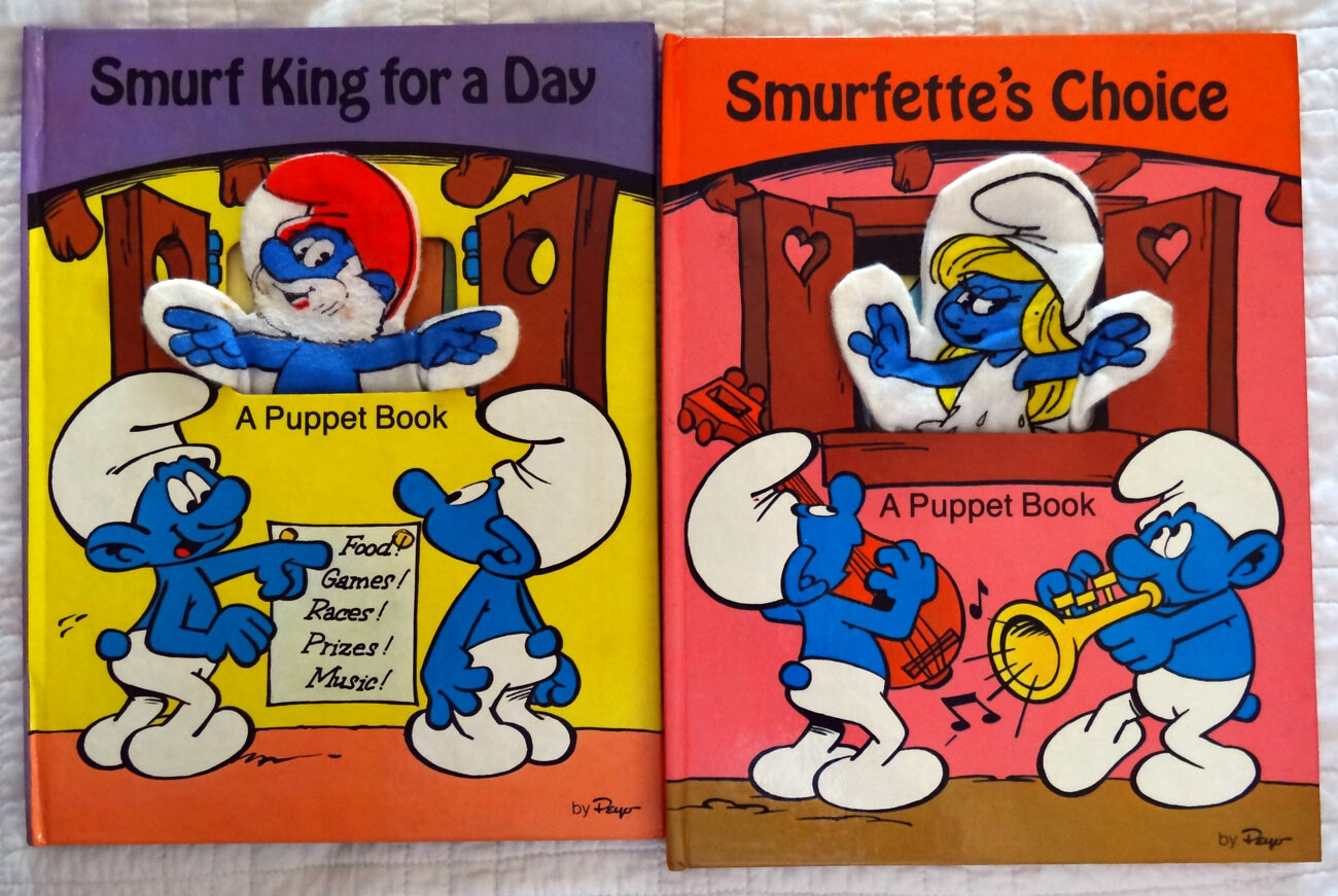 Vintage 1983 Smurfette's Choice Smurf King for a Day puppet book lot of ...