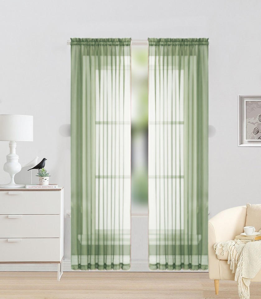 2PC SOLID SHEER PANEL INDOOR OUTDOOR PORCH WEDDING ROD POCKET WINDOW ...