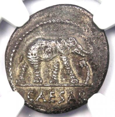 Julius Caesar AR Denarius Silver Elephant Roman Coin 49 BC - Certified ...