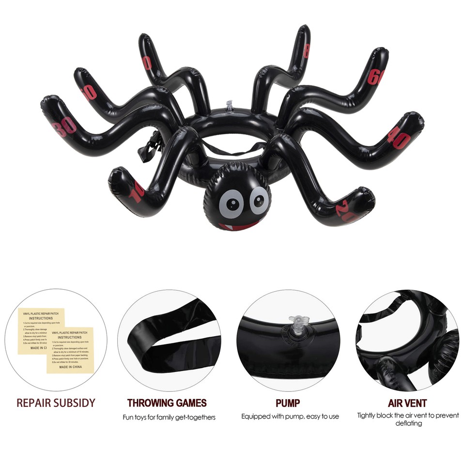 16pcs Party Halloween PInflatable Spiders Witch Hat Ring Toss Toys Game ...