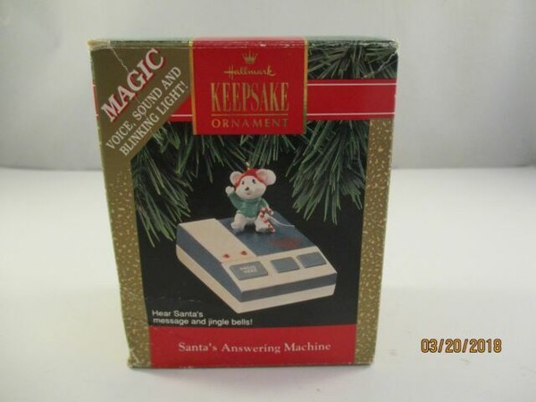 1992 Hallmark Santa's Answering Machine Magic Light & Sound Ornament ...