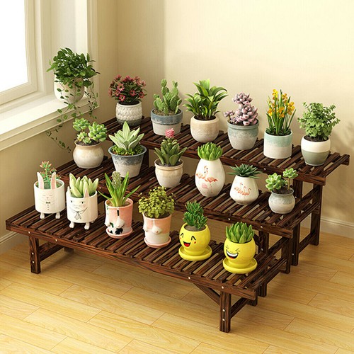3 Tier Step Design Plant Stand Shelf Racks Freestanding Ladder Flower ...