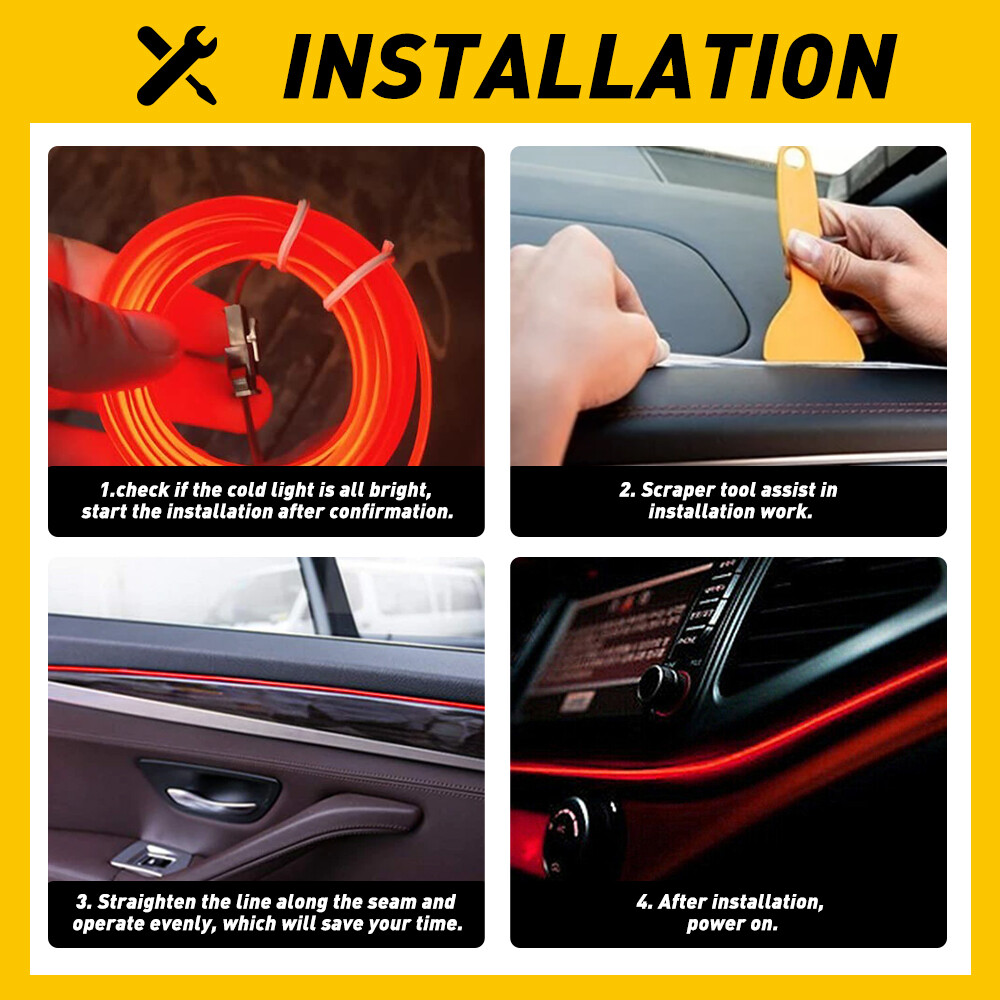 Red 5M Line Car Auto Interior LED Decor Atmosphere Light Wire Lamp ...