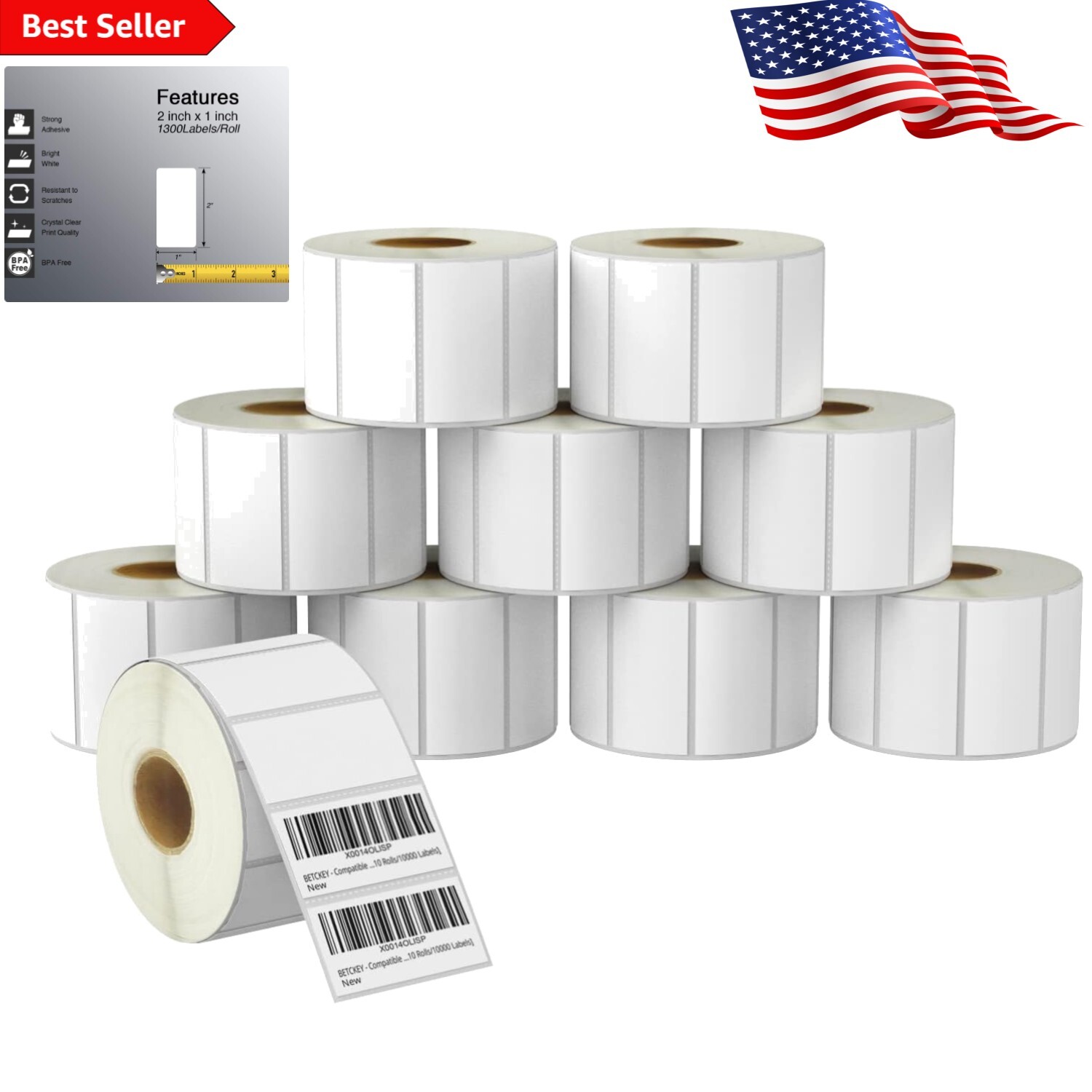Perforated 2" x 1" Barcode Labels for Zebra & Rollo - Premium Adhesive ...