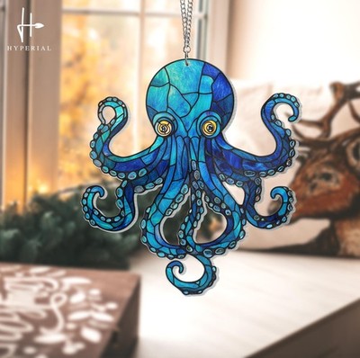 Blue Octopus ACRYLIC Suncatcher, Octopus Window Hangings,Sea Octopus ...