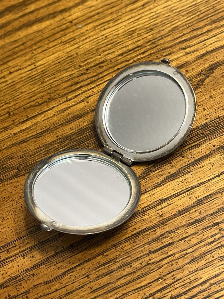 Vtg Antique Ornate Silverplate 1920s Compact Mirror Clam Shell Clasp | eBay
