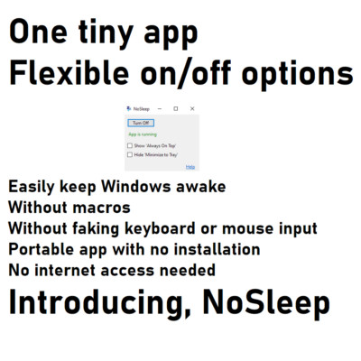 NoSleep - Windows Software - Keep Awake Prevent Sleep Force Screen On ...