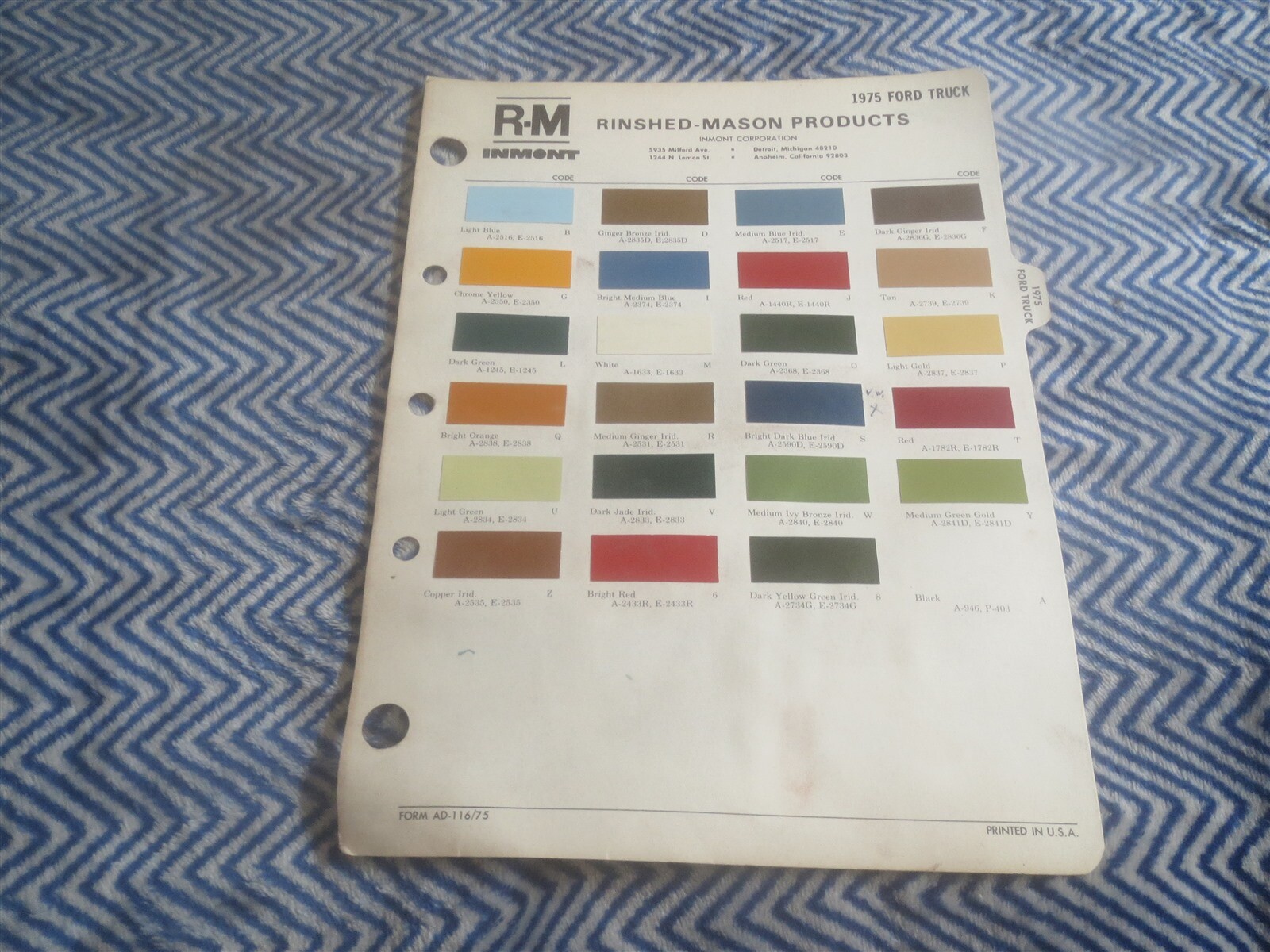 1975 FORD TRUCK COLOR CHIPS CHART BROCHURE | eBay