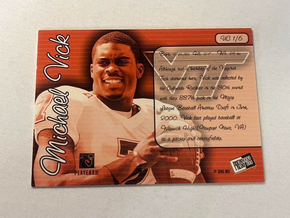 MICHAEL VICK 2001 PRESS PASS UP CLOSE ROOKIE #UC 1/6 FALCONS | eBay