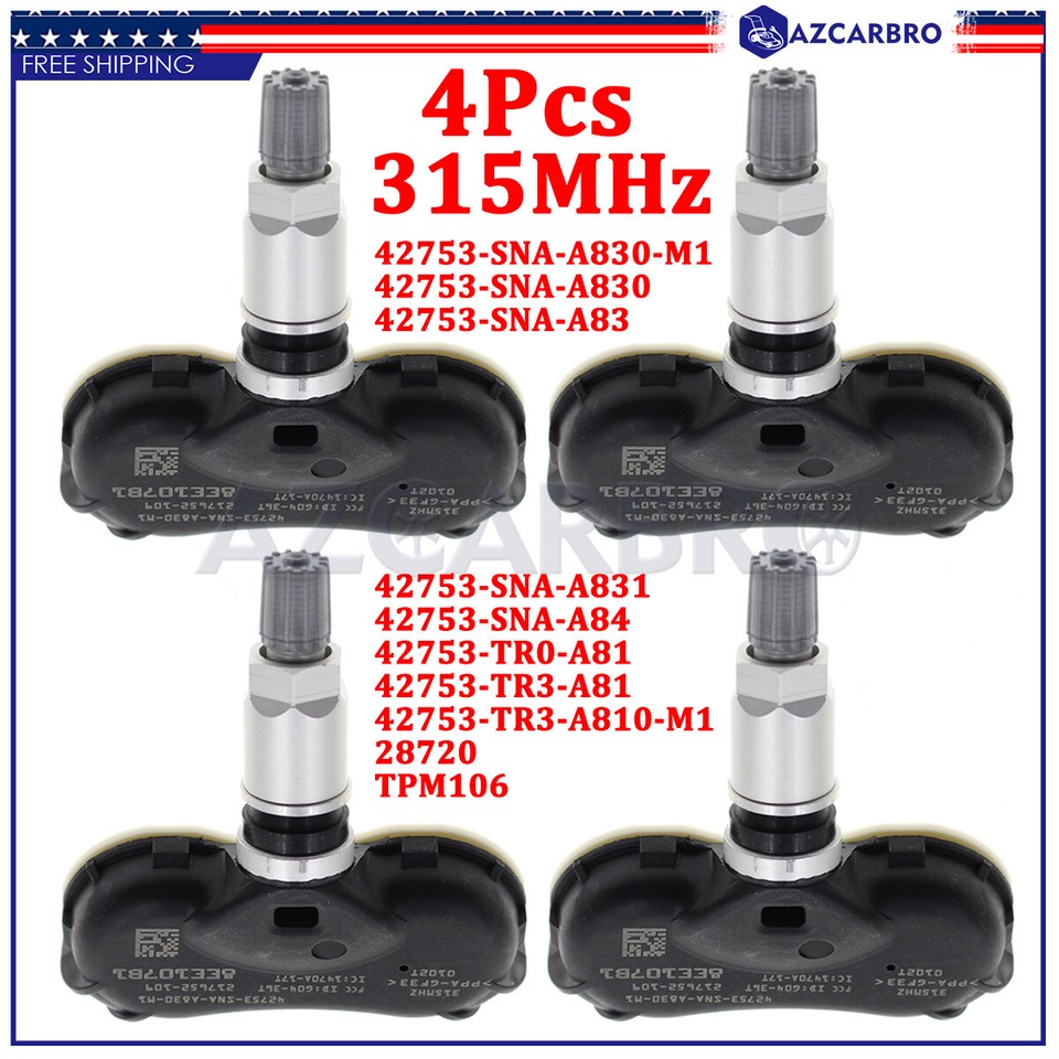 4 PCS TIRE PRESSURE SENSOR TPMS For Honda CRZ Insight Odyssey Element ...