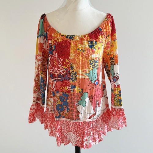 Orientique Naturally Australian Top Size 8 womens floral long sleeved ...