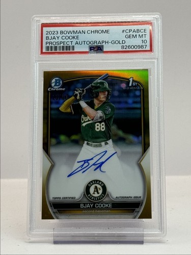 BJAY COOKE 2023 BOWMAN CHROME 1ST AUTOGRAPH GOLD AUTO /50 PSA 10 Q2813 ...