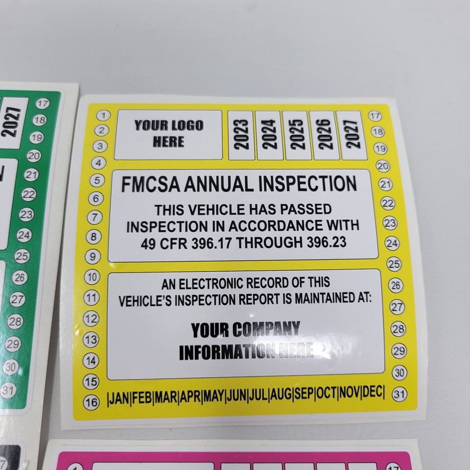 FHWA or FMCSA Inspection Labels for Annual Truck Inspections | eBay