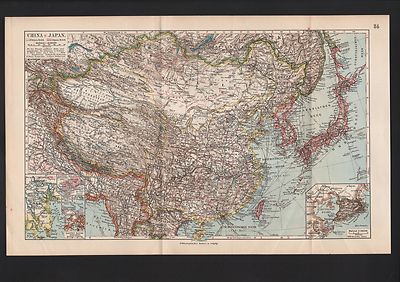Landkarte map 1912: CHINA UND JAPAN. Asien Asia Inseln Atlantik Pazifik ...