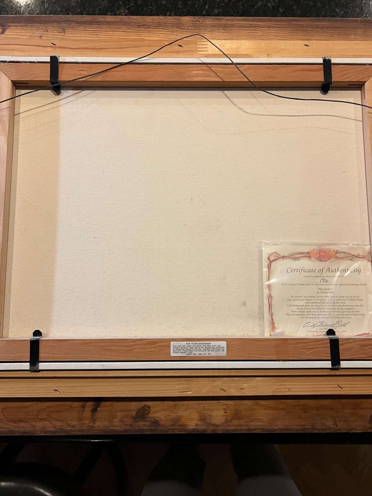 Marty Bell, My Garden signed print on Canvas, Signed, 24"x18" frame ...