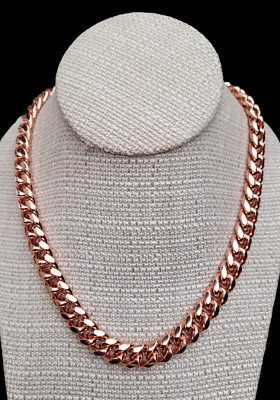 Pure Solid Copper Heavy Cuban Chain Necklace Curb Link Rider Arthritis ...