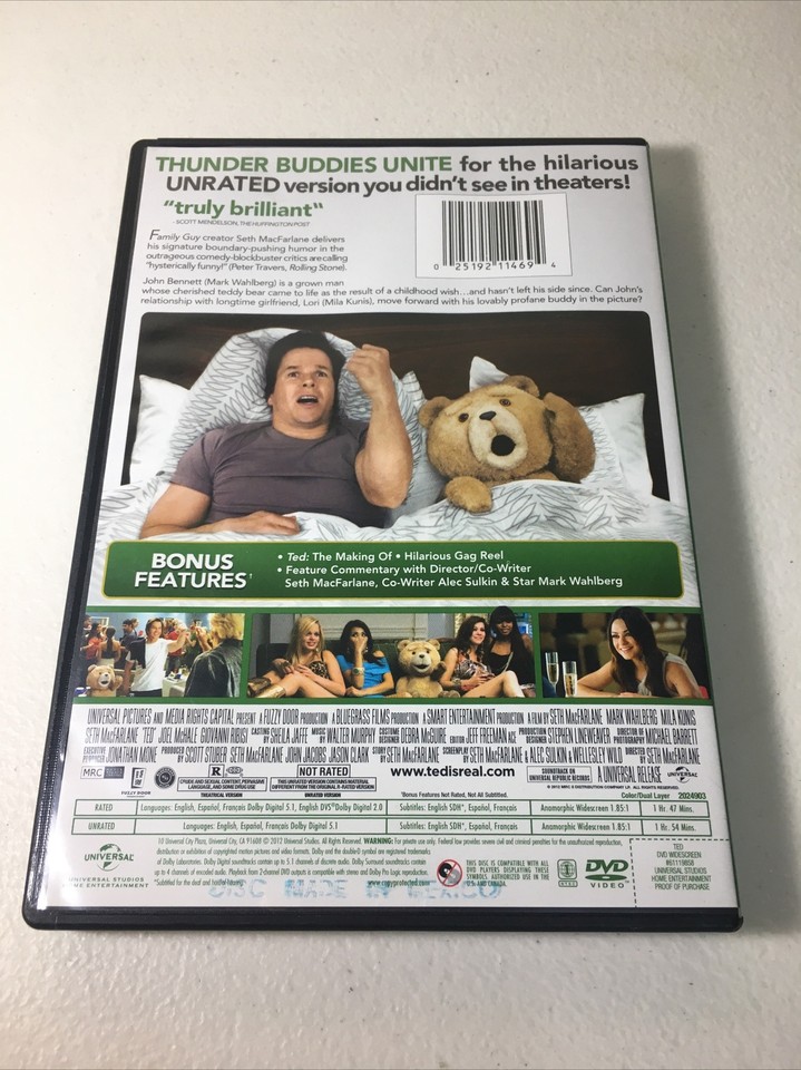 Ted (DVD, 2012, UNRATED) Mark Wahlberg Mila Munis Seth MacFarlane | eBay
