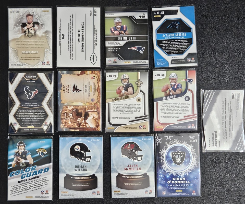Panini NFL Patch Relic Card Lot (13)- Donruss Topps Chrome Prizm Select ...