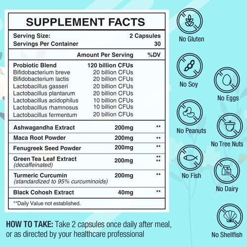 Menopause Supplements for Women, 120 Billion CFU Probiotic, 13-in-1 ...