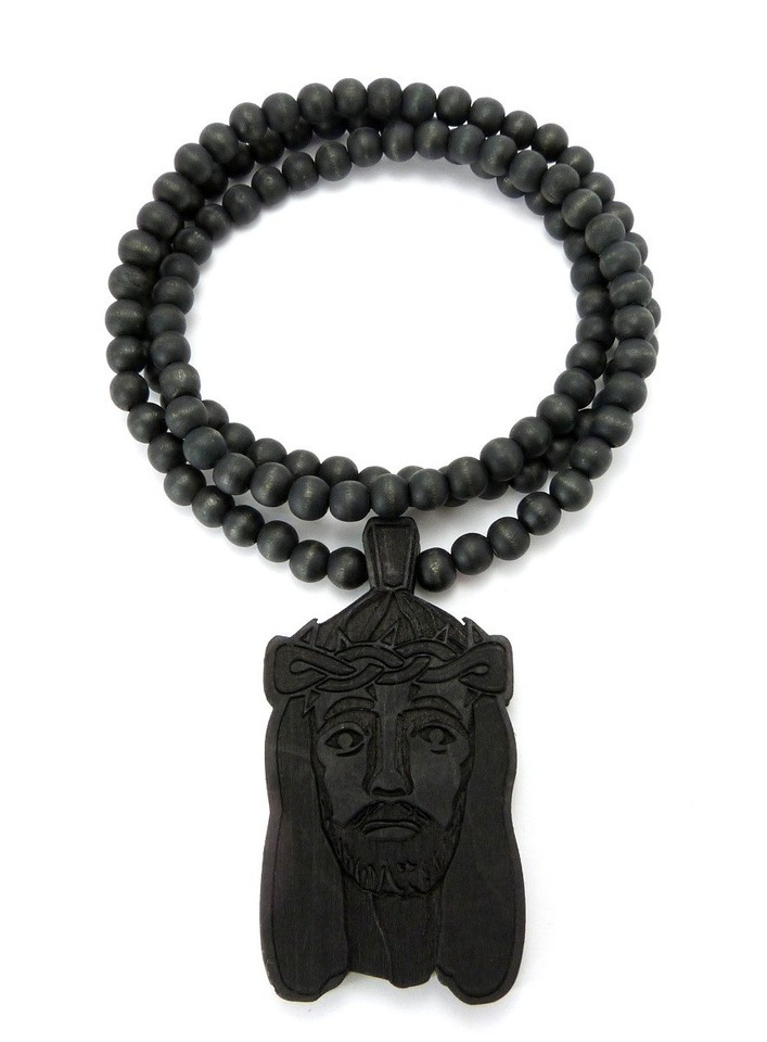 Jesus New Wood Style Pendant with 36 Inch Bead Chain or Jesus Rosary ...
