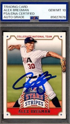 Alex Bregman Gem Mint 10 PSA DNA Signed 2015 Panini Team USA Rookie ...