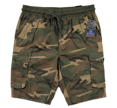 Monument Mens Cargo Shorts S Regular Fit Elastic Waist Draw Cord Green ...