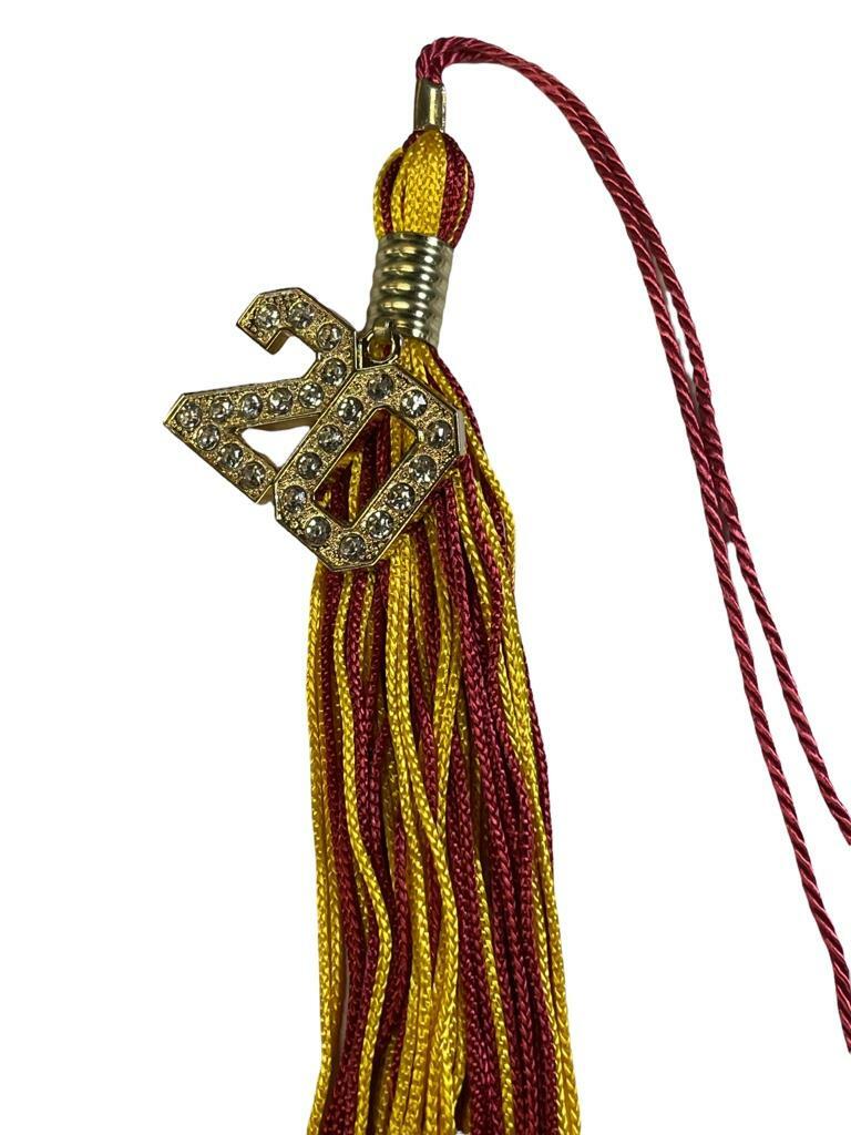 Red/Maroon & Yellow Class 2020 W/ Gold Bling Charm Graduation Tassel 9 ...