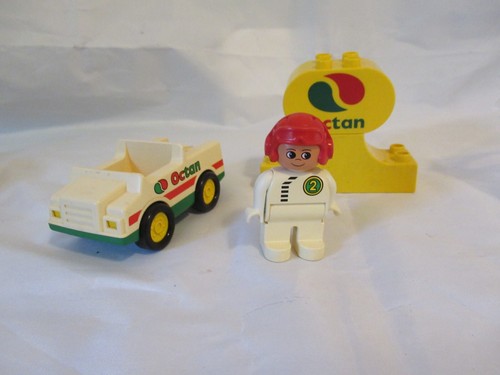Lego Duplo Figure Racer Pilot (Octan) car and sign Octan vintage set | eBay