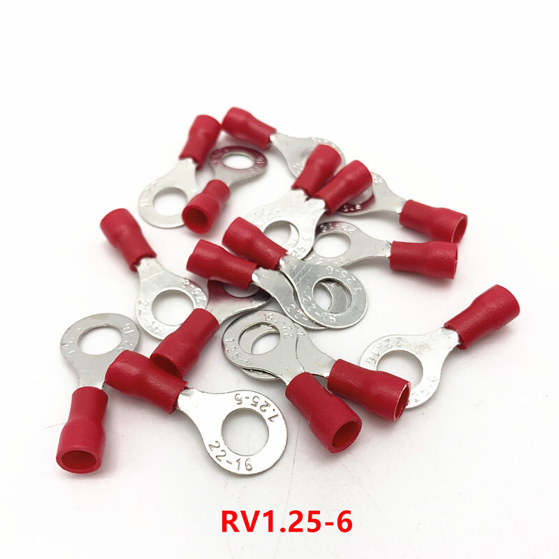 50PCS Insulated Ring Electrical Crimp Terminals Splice Crimp Connector ...