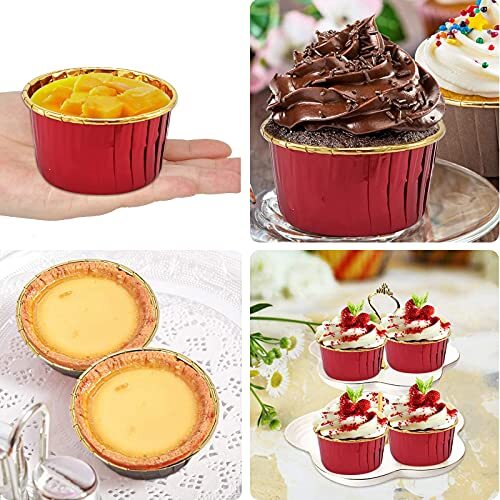 Cupcake Liners with Dome Lids 100 Pack5.5Oz Foil Baking Cups Muffin ...