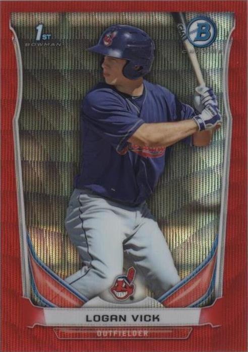 2014 Bowman - Prospects Chrome Logan Vick #BCP40 Red Wave Refractor /25 ...