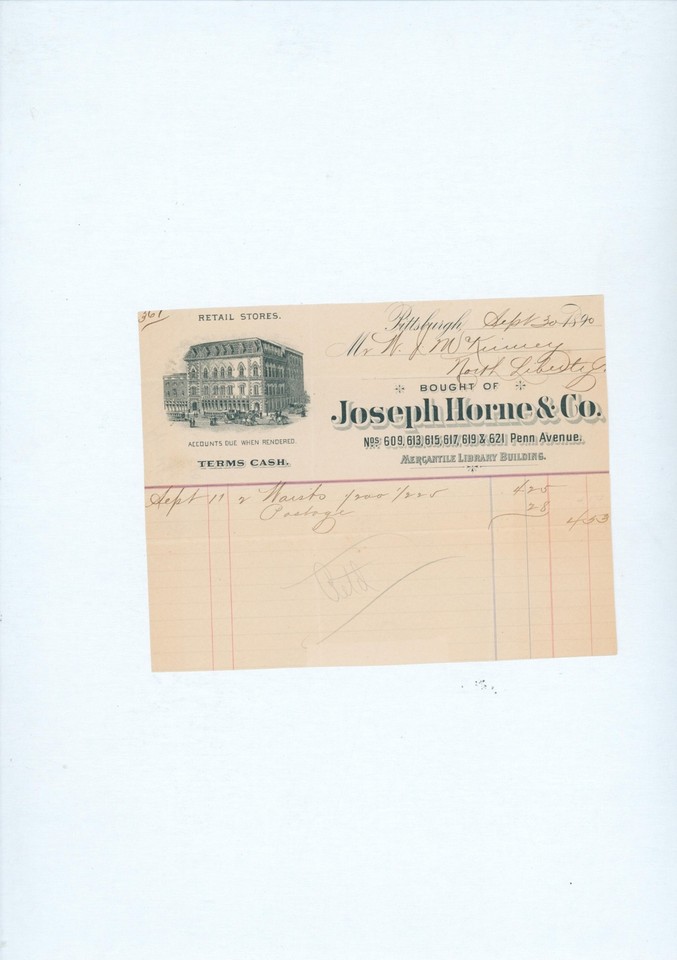 1890 Joseph Horne Pittsburgh Department Retail Store Illustrated ...