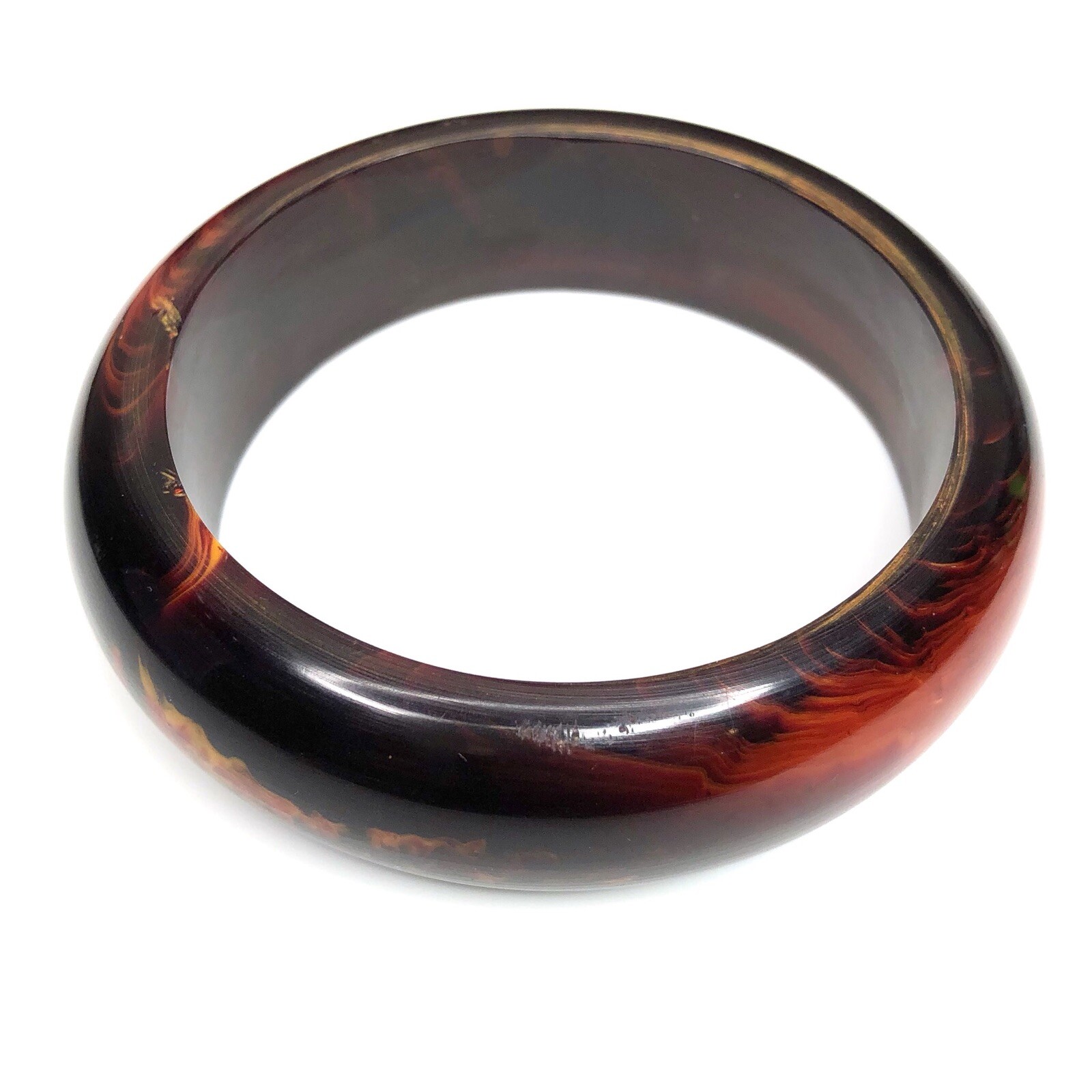Cherry Amber Marbled Bakelite Faturan Bangle Bracelet… - Gem