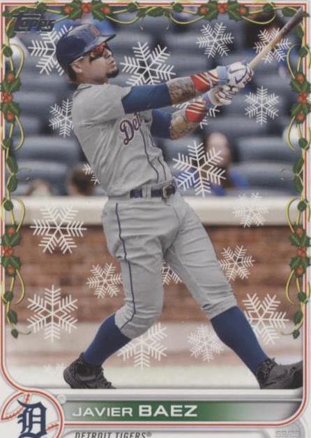 2022 Topps Holiday - Variation Javier Báez #HW159 Batting with Candy ...