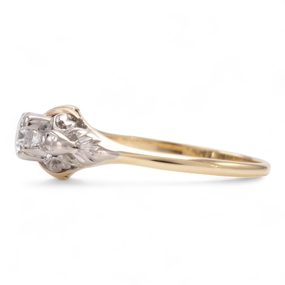 ART DECO DREAMS 18K Yellow Gold & Platinum Set 0.30ct Brilliant Cut ...