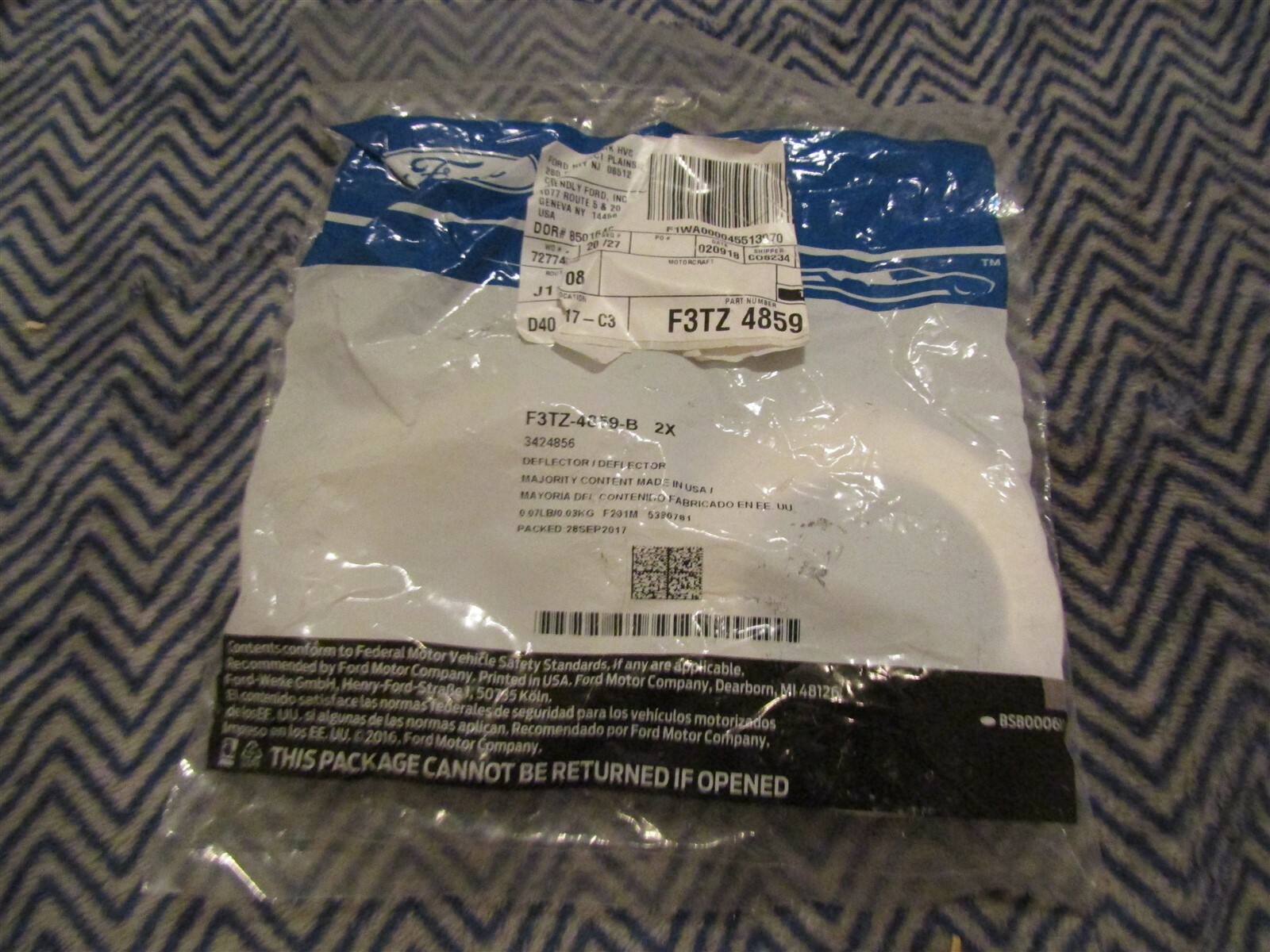 NOS FORD HARDWARE DEFLECTOR PART NUMBER F3TZ-4859-B | eBay