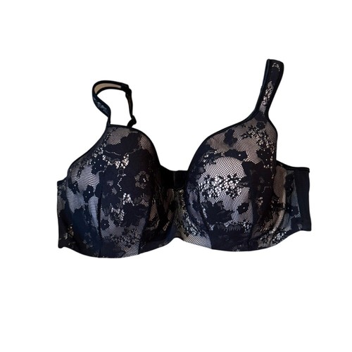 Cacique Black Lace Overlay Bra Women's Size 40DD Adjustable Straps ...
