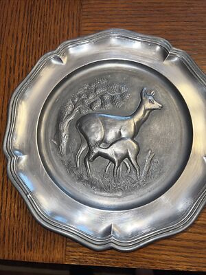 9” Lead Pewter Plate With Deer Motif | eBay