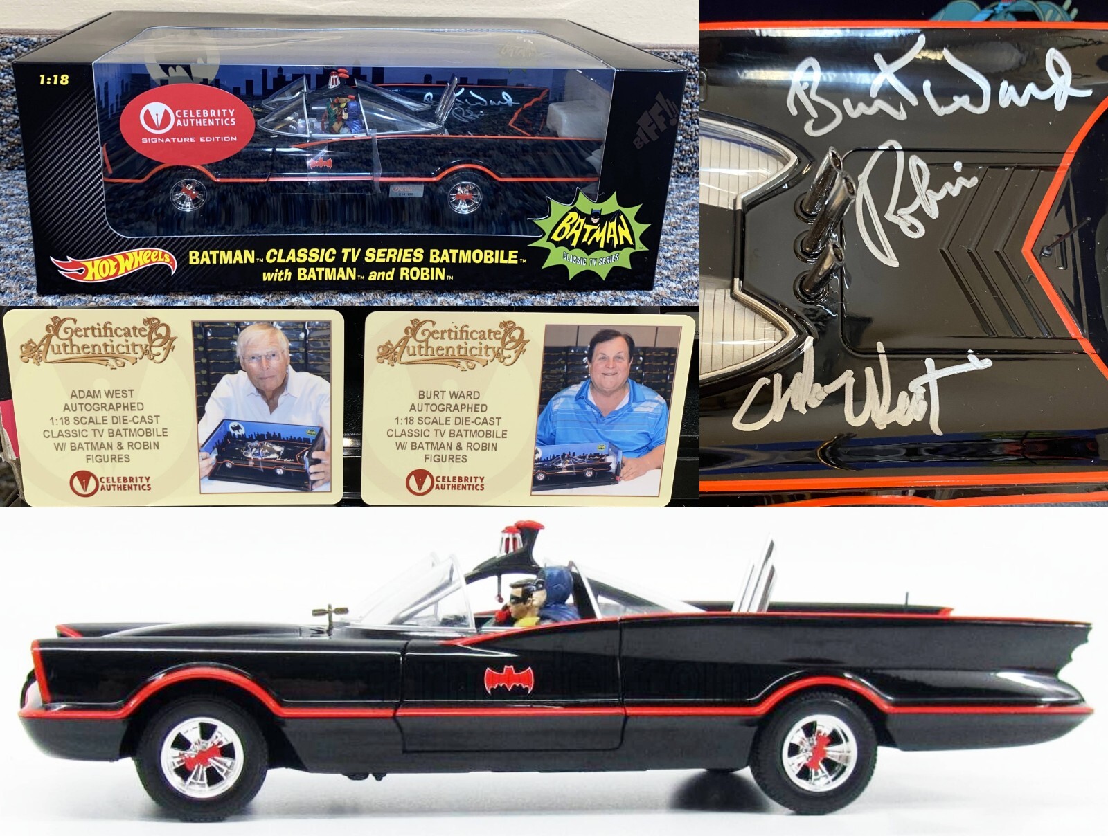 Autographed Batman & Robin ADAM WEST & BURT WARD 1966 Batmobile 1:18 ...