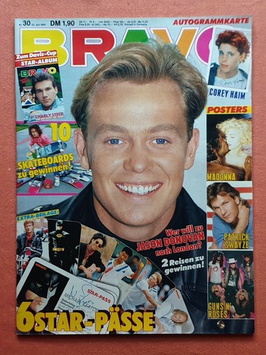 BRAVO JASON DONOVAN RARE MAGAZINE VINTAGE ALLEMAND 1989 COMPLET MADONNA ...