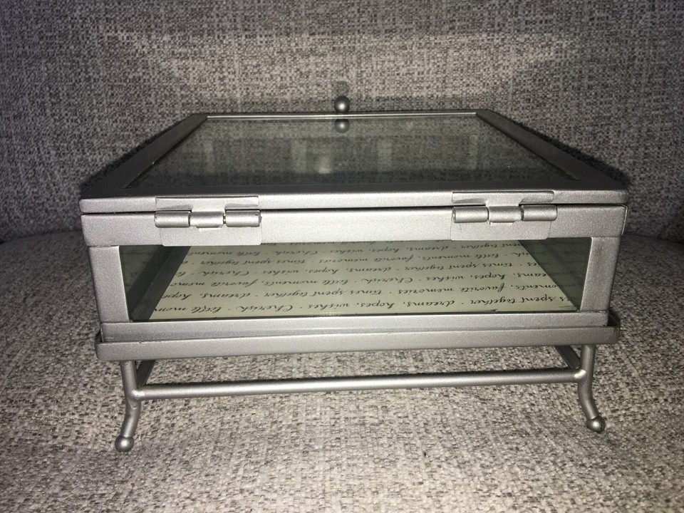 HALLMARK SIGNATURE Glass Glass TREASURE KEEPER TRINKET BOX Jewelry ...