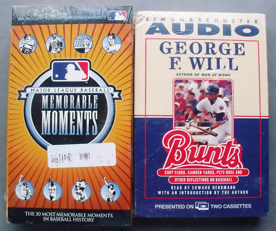 New Lot 2 Baseball MEMORABLE MOMENTS VHS TAPE & George Will BUNTS ...