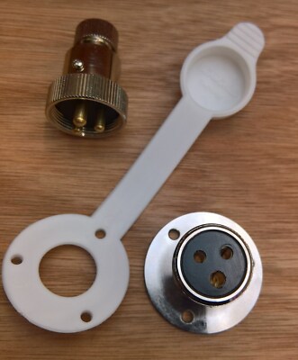 Waterproof Chrome Brass Boat Deck Plug 3 Pin 12v/24v 3A Marine Caravan ...