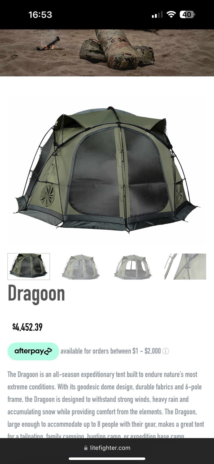 Litefighter Dragoon Tent | eBay