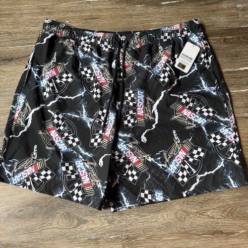 Nascar Black and White Checkered Swim Shorts Mens Size 3XL Pockets New ...